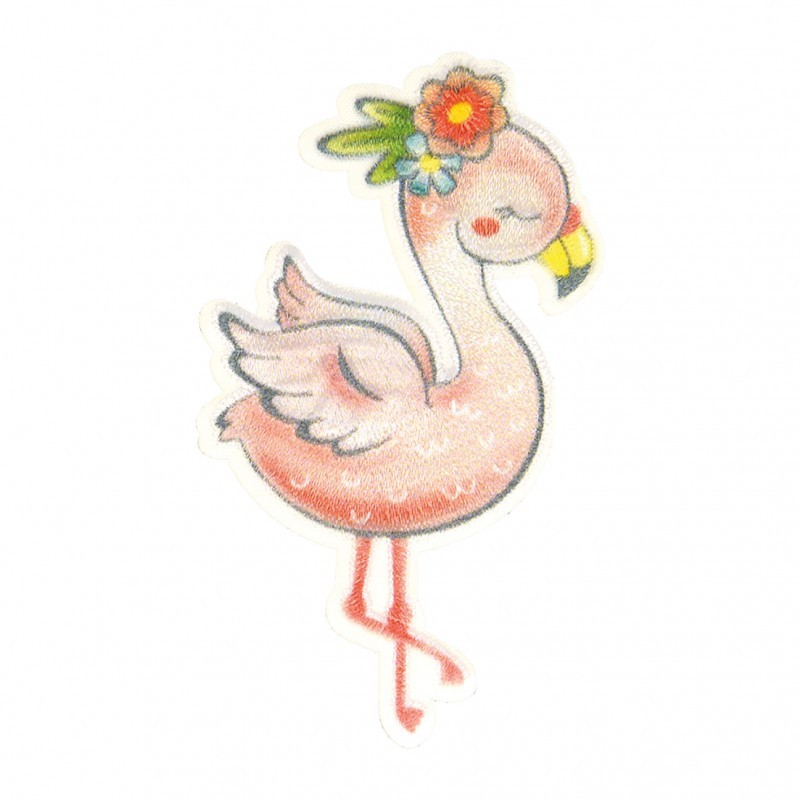 Ecusson animaux mignons - Flamant rose - Tissus des Ursules