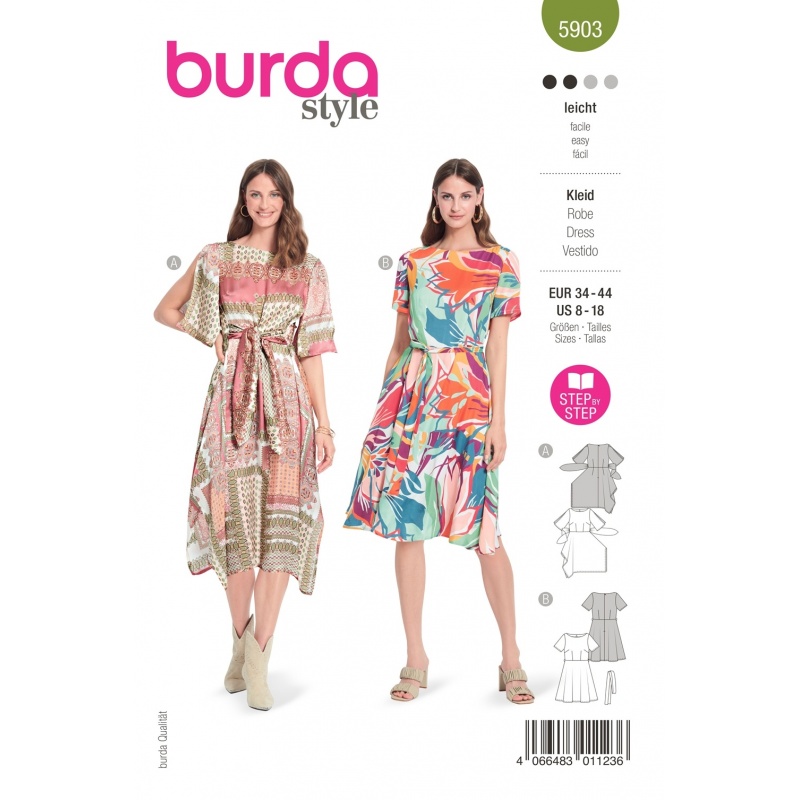 Patron Burda 5903 Robe 34/44 - Tissus des Ursules
