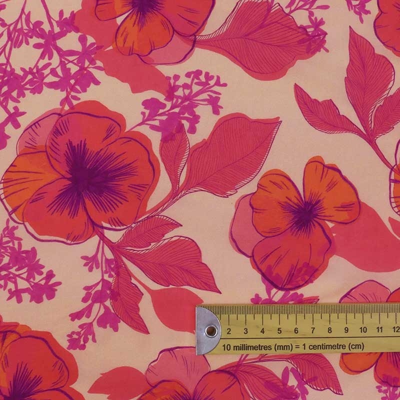 Tissu Viscose Imprimé Fuchsia - Tissus des Ursules