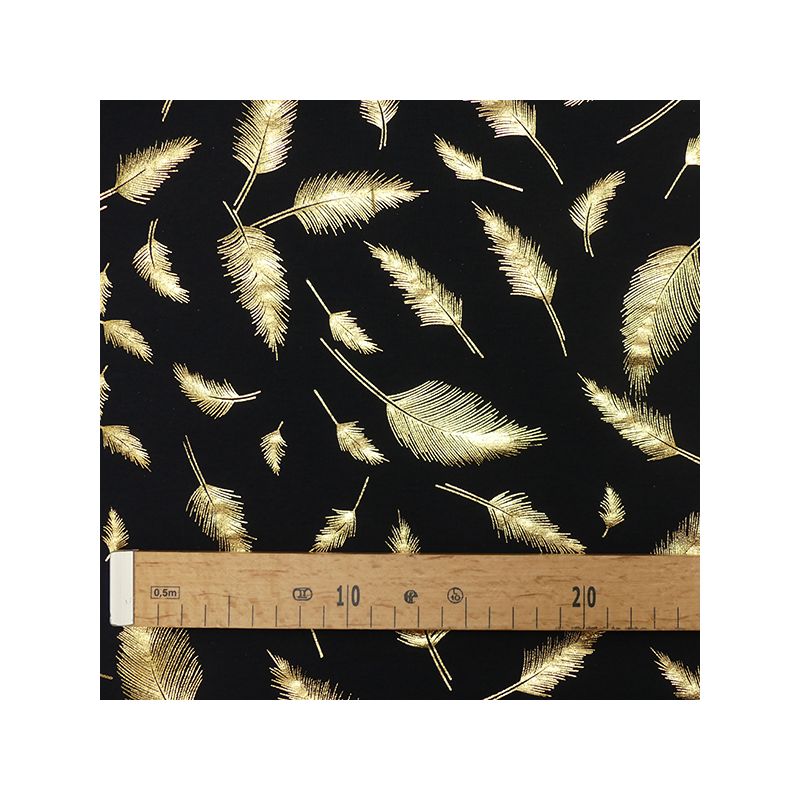 Tissu jersey Marine Plume Or - Tissus des Ursules