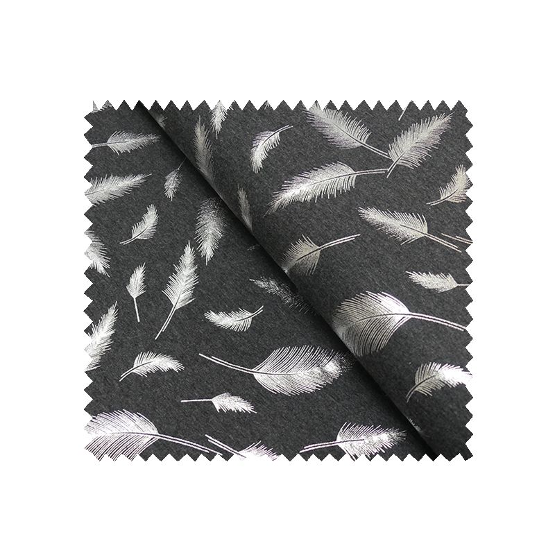 Tissu Jersey Gris Foncé Plume Argent - Tissus des Ursules