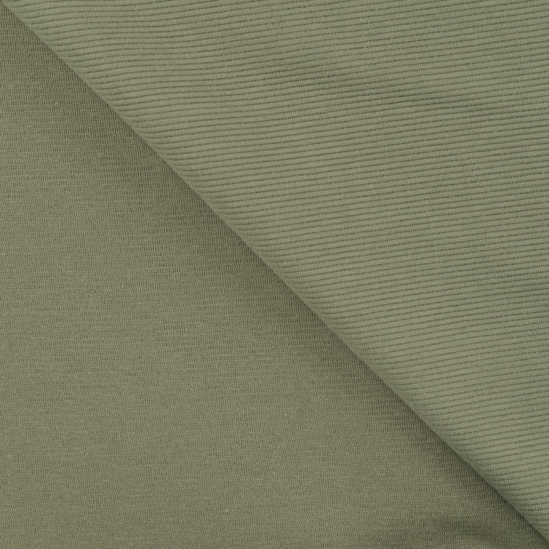 Tissu Jersey Rayures Ottoman Vert Army - Tissus des Ursules