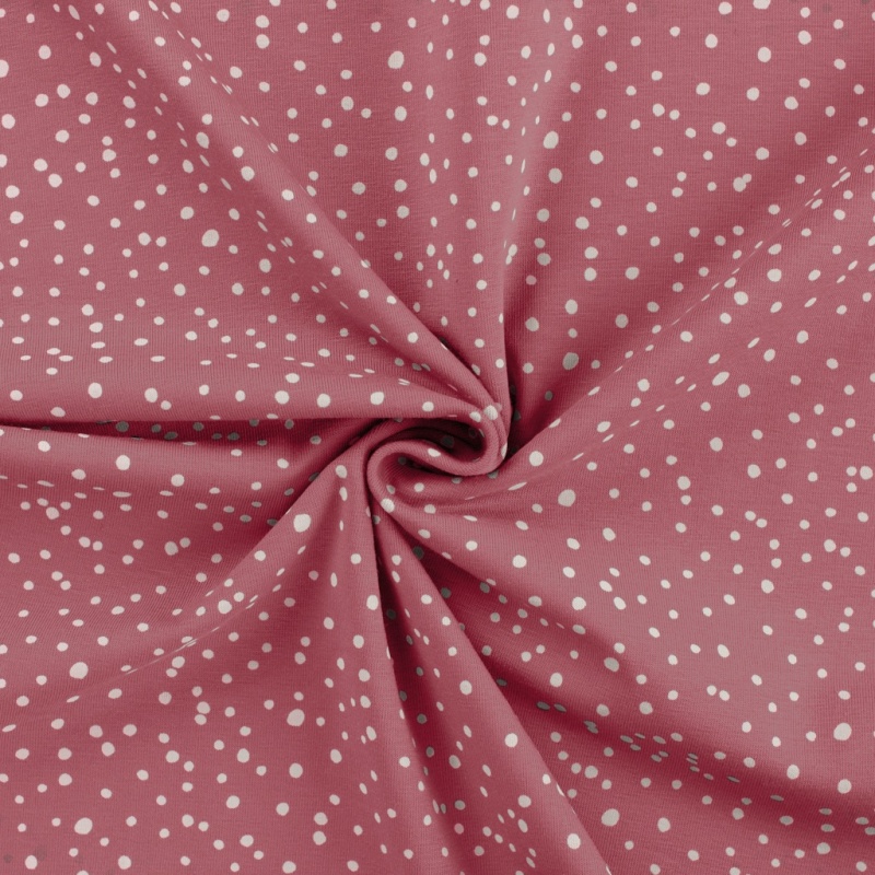 Tissu Jersey Coton Pois Rose - Tissus des Ursules
