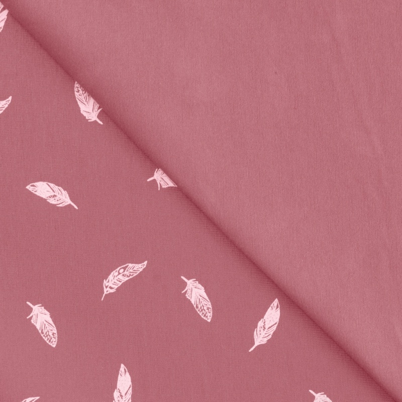 Tissu Jersey Coton Plume Rose - Tissus des Ursules