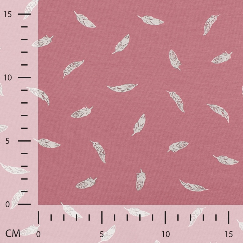 Tissu Jersey Coton Plume Rose - Tissus des Ursules
