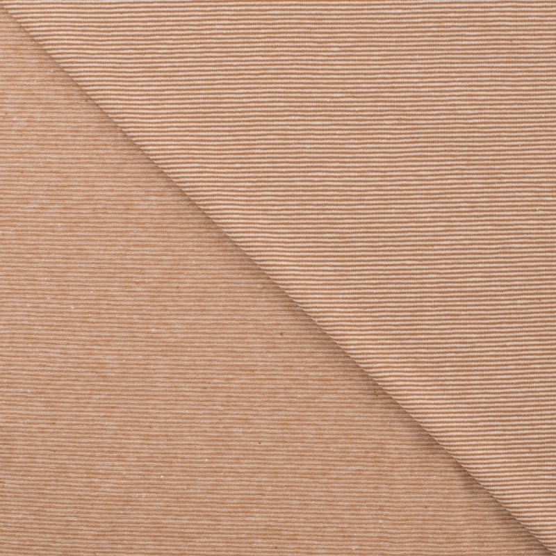 Tissu Jersey Coton Fine Bande Caramel - Tissus des Ursules