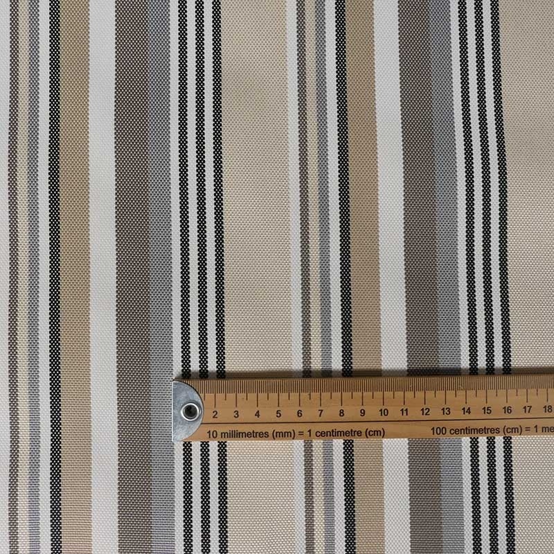 Tissu Déperlant Marina Rayure Gris Noir - Tissus des Ursules
