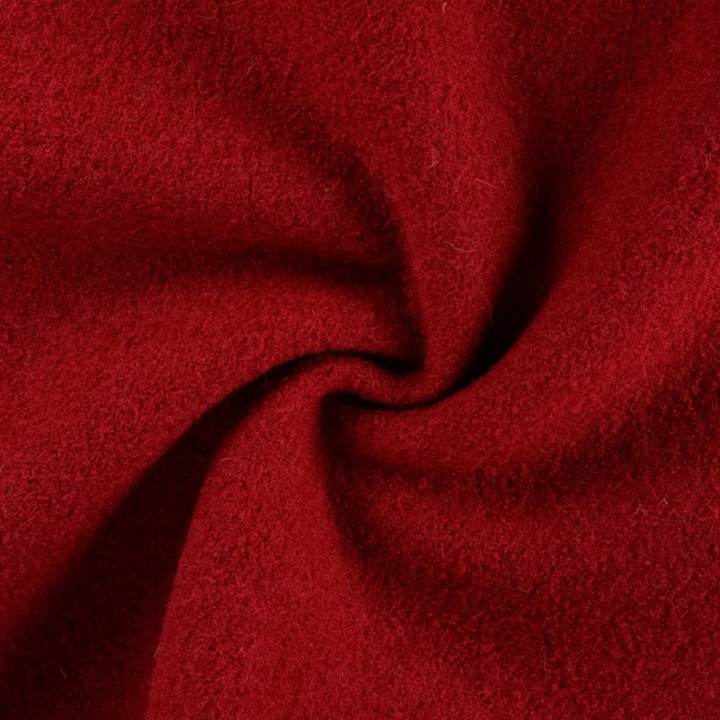 Tissu Laine Bouillie Unie Rouge Ecarlate - Tissus des Ursules