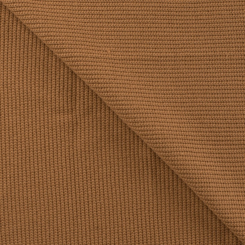 Tissu Maille Tricot Coton Miami Caramel - Tissus des Ursules