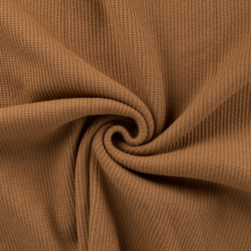 Tissu Maille Tricot Coton Miami Caramel - Tissus des Ursules