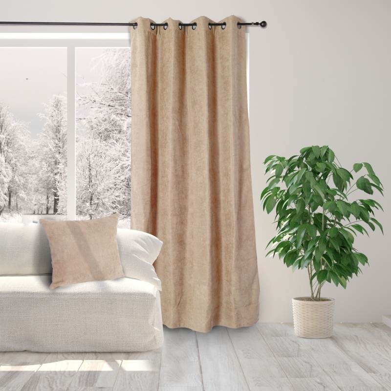 Rideaux avec hauteur personnalisée - Rideau Isolant Toundra Beige Clair ...