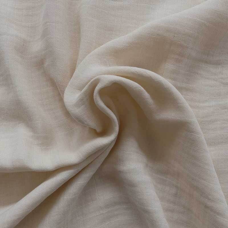 Tissu Coton Gaze Carreaux Creme Grande Largeur - Tissus des Ursules
