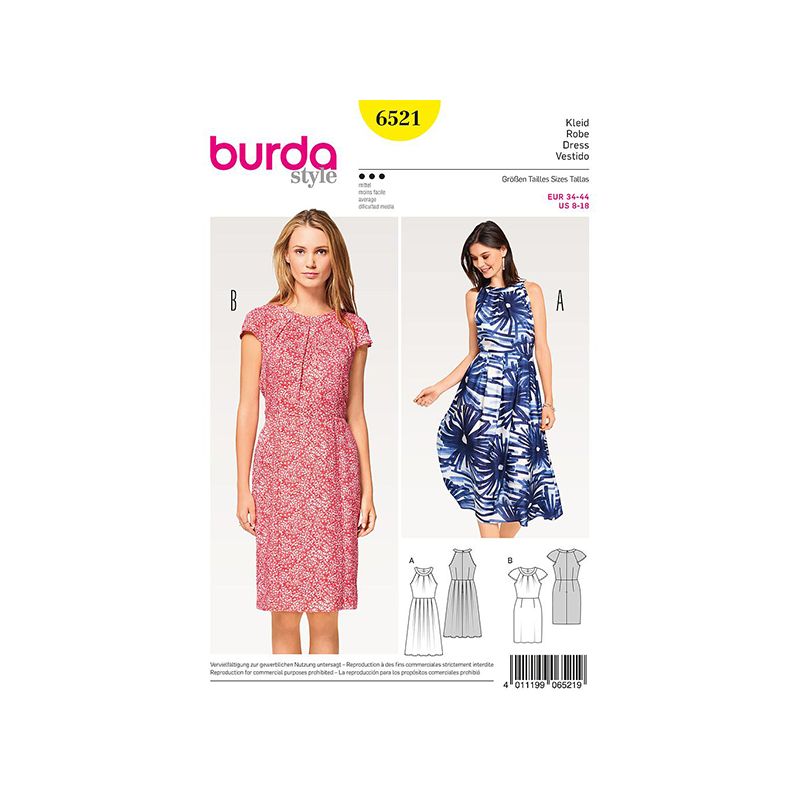 Patron Burda Style 6521 Robe - Tissus des Ursules