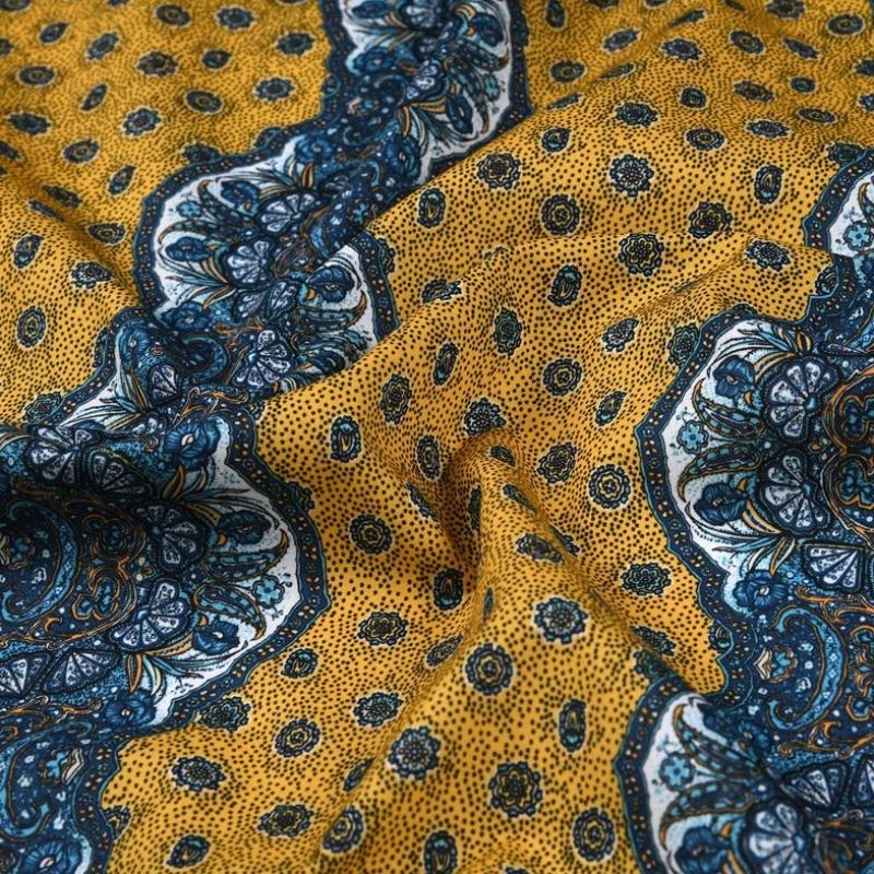 Tissu Provençal Saou Turquoise - Tissus des Ursules