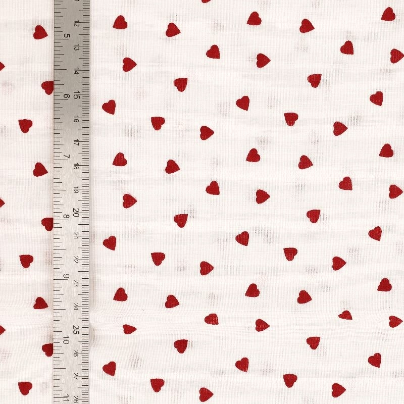 Tissu Coeur Coton 57fils Rouge - Tissus des Ursules