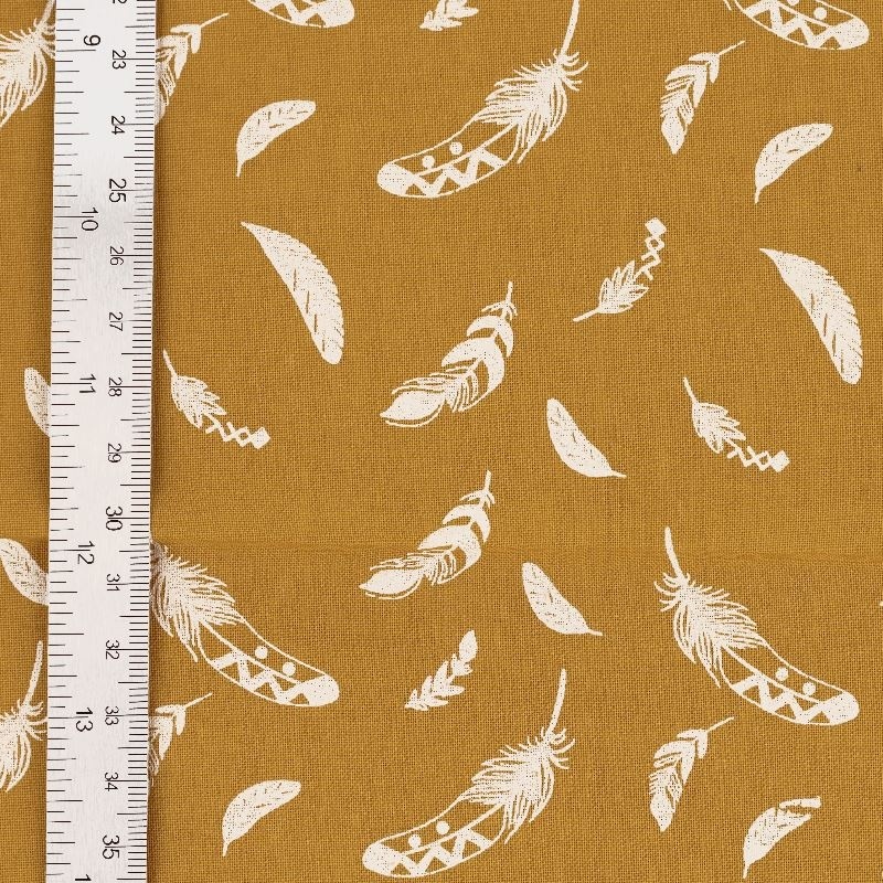 Tissu Plume Coton 57fils Curry - Tissus des Ursules