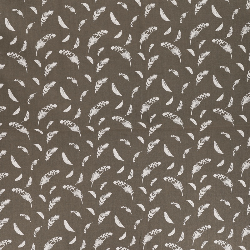 Tissu Plume Coton 57fils Taupe - Tissus des Ursules