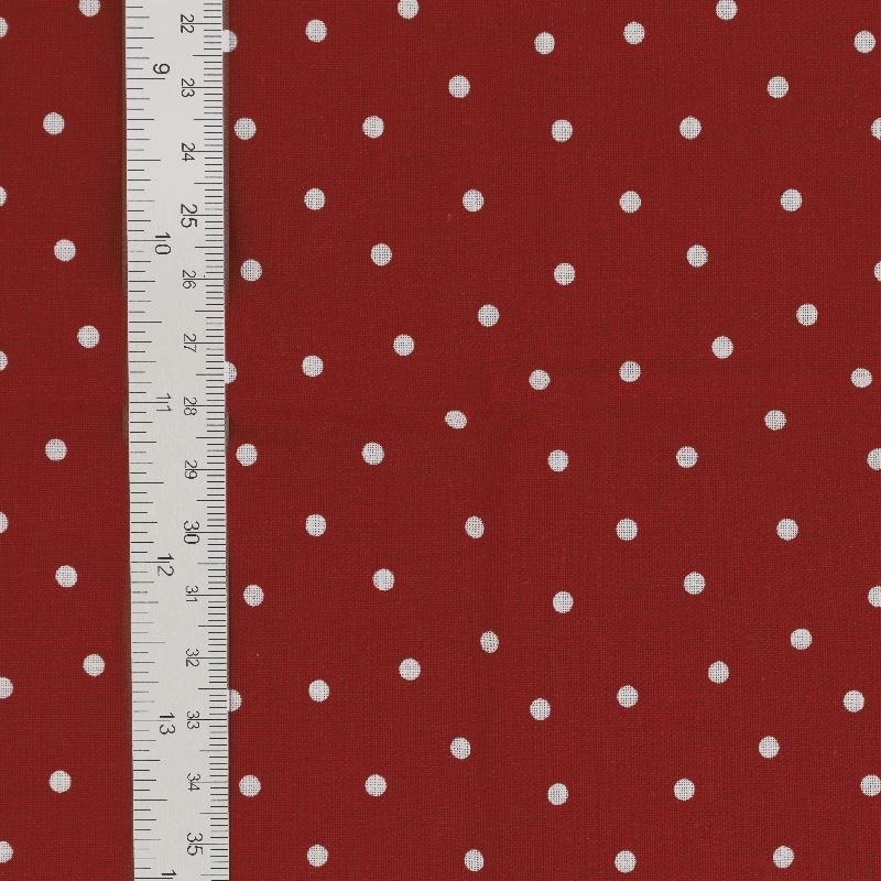 Tissu Pois Coton 57fils Rouge - Tissus des Ursules