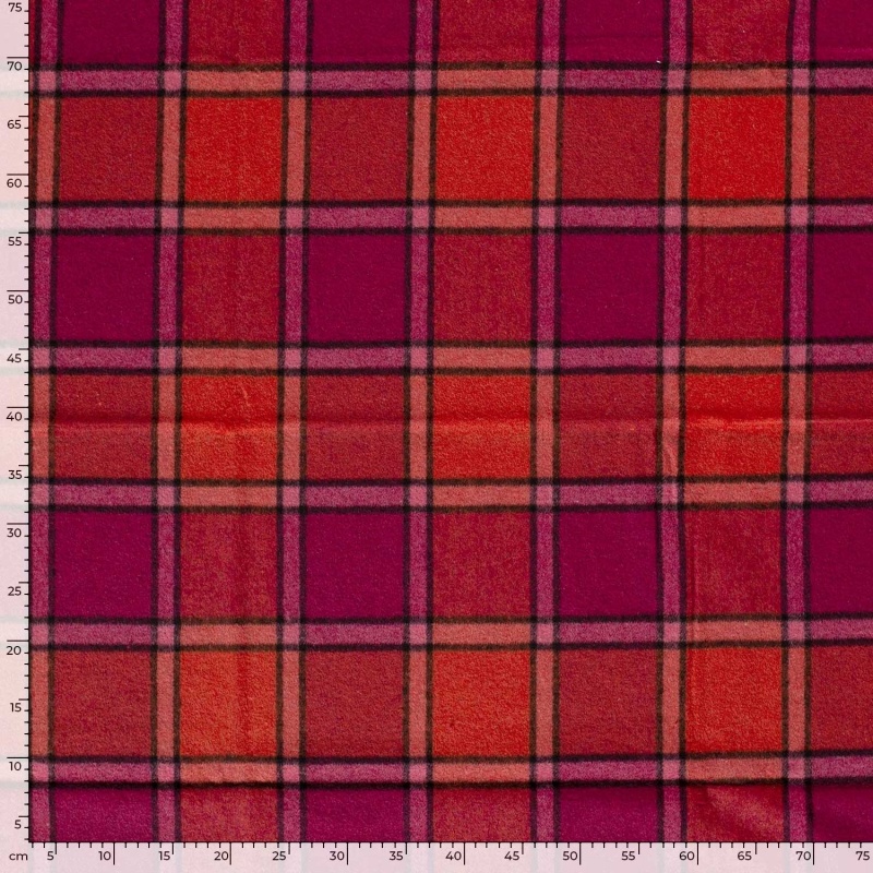 Tissu Lainage Carreaux Rouge - Tissus des Ursules