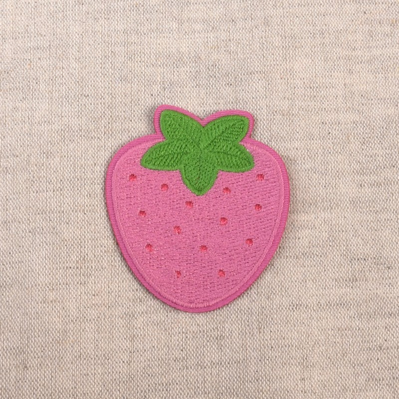 Ecusson fraise - Rose - Tissus des Ursules