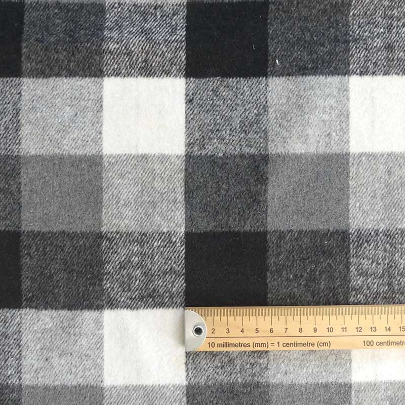 Tissu Lainage Turnberry Noir blanc et gris - Tissus des Ursules