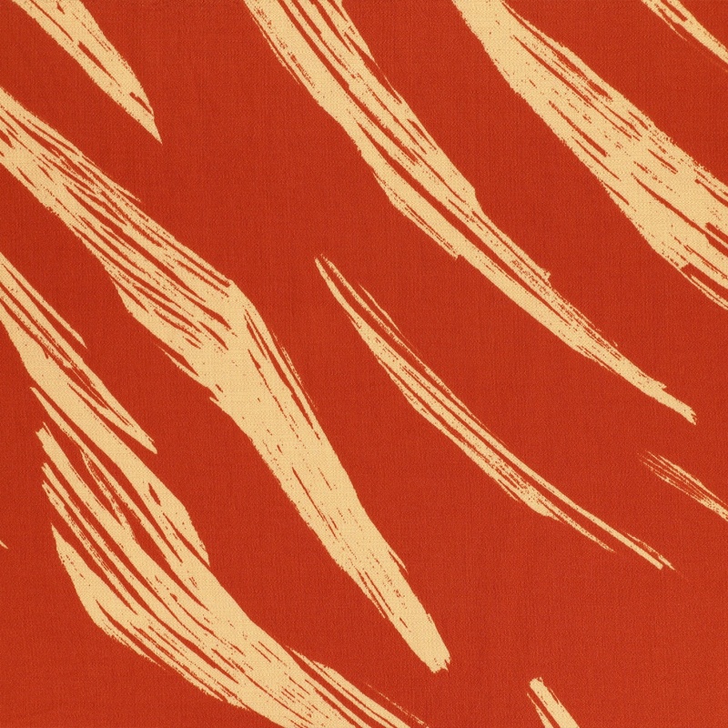 Tissu Rayonne Imprimée Orange et ivoire - Tissus des Ursules
