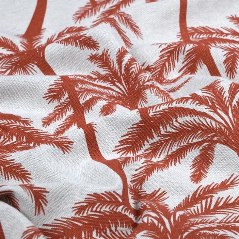 Tissu Toile Imprimée Zabeth Terracotta - Tissus des Ursules