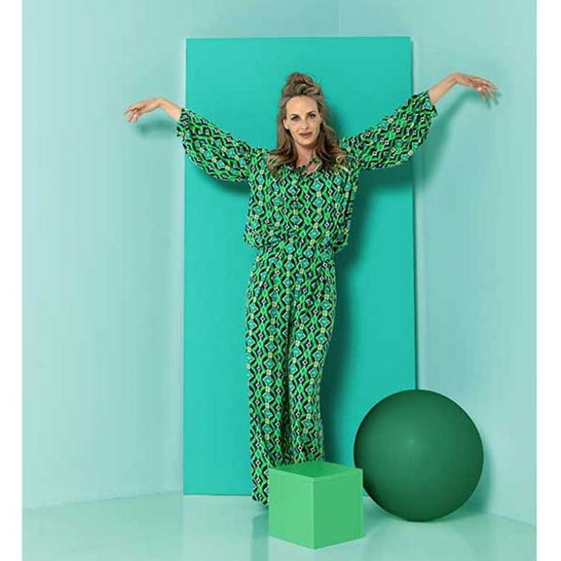 Tissu Viscose Chally Imprimé Diamants Vert - Tissus des Ursules