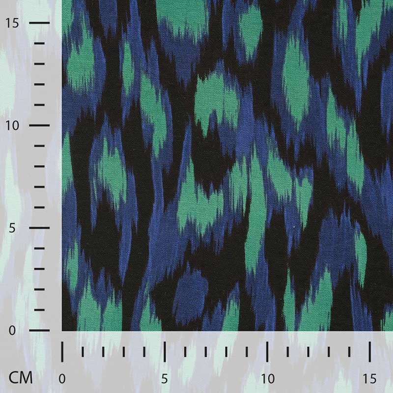 Tissu Viscose Stretch Imprimé Vert bleu Roi - Tissus des Ursules