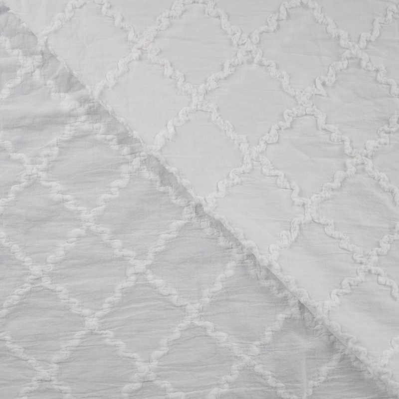Tissu Coton Brodé Ecru - Tissus des Ursules