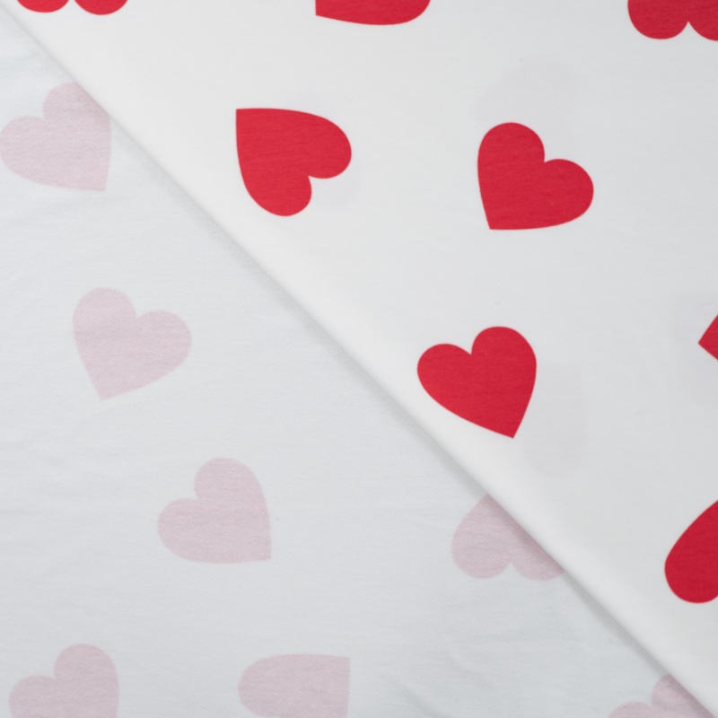 Tissu Sweat Imprimé Coeur Rouge - Tissus des Ursules