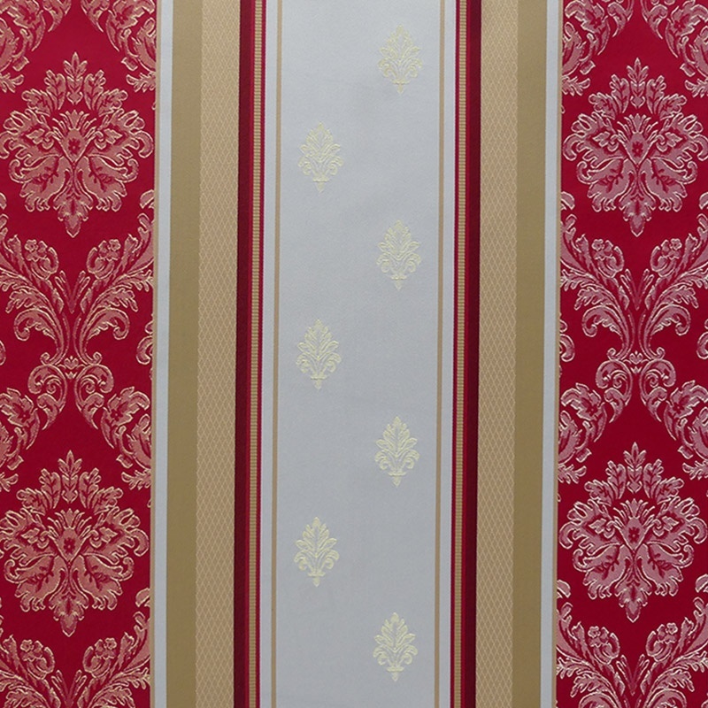 Tissu Jacquard Trianon Baroque Fleurs de Lys Rouge - Tissus des Ursules