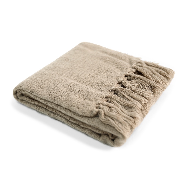 Plaid Juliette Taupe - Tissus des Ursules