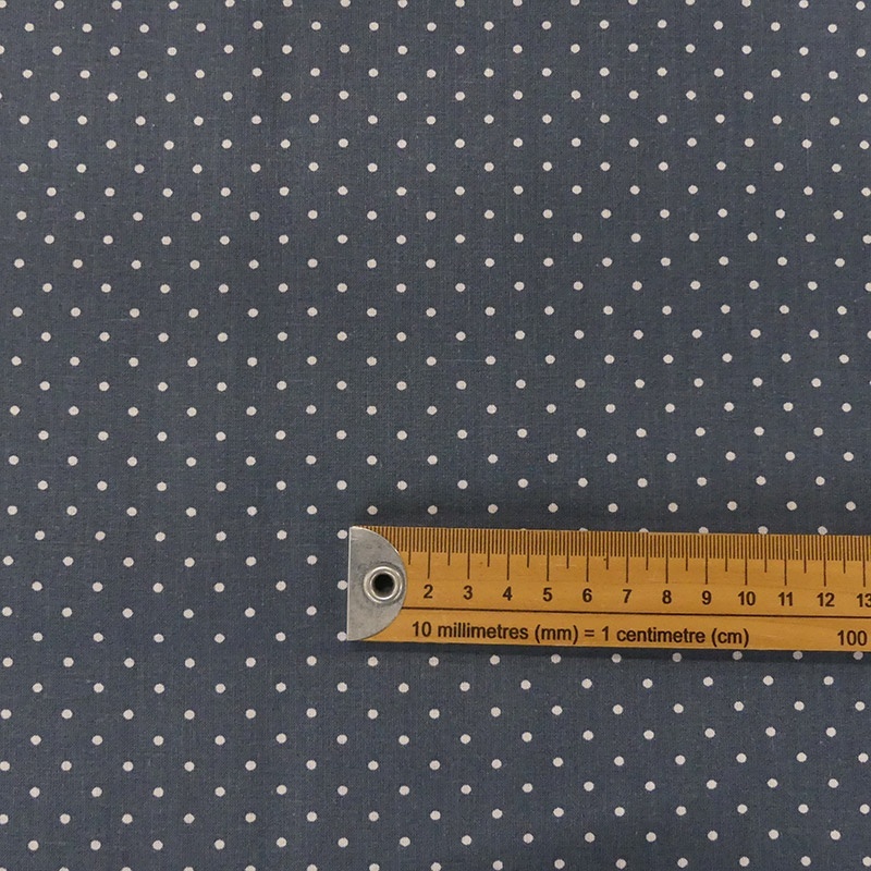 Tissu Coton Imprimé Pin Dot Bluefin - Tissus des Ursules