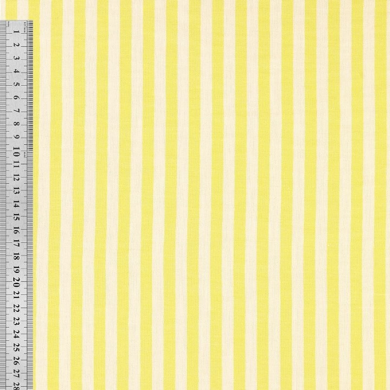 Tissu Etamine Tissé Teint Rayure Fine Jaune - Tissus des Ursules