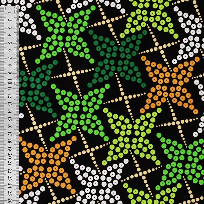 Tissu Wax Imprime Mix Etoile Vert - Tissus des Ursules