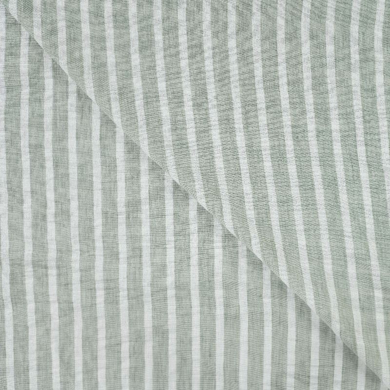Tissu Effet Lin Rayure Kaki - Tissus des Ursules