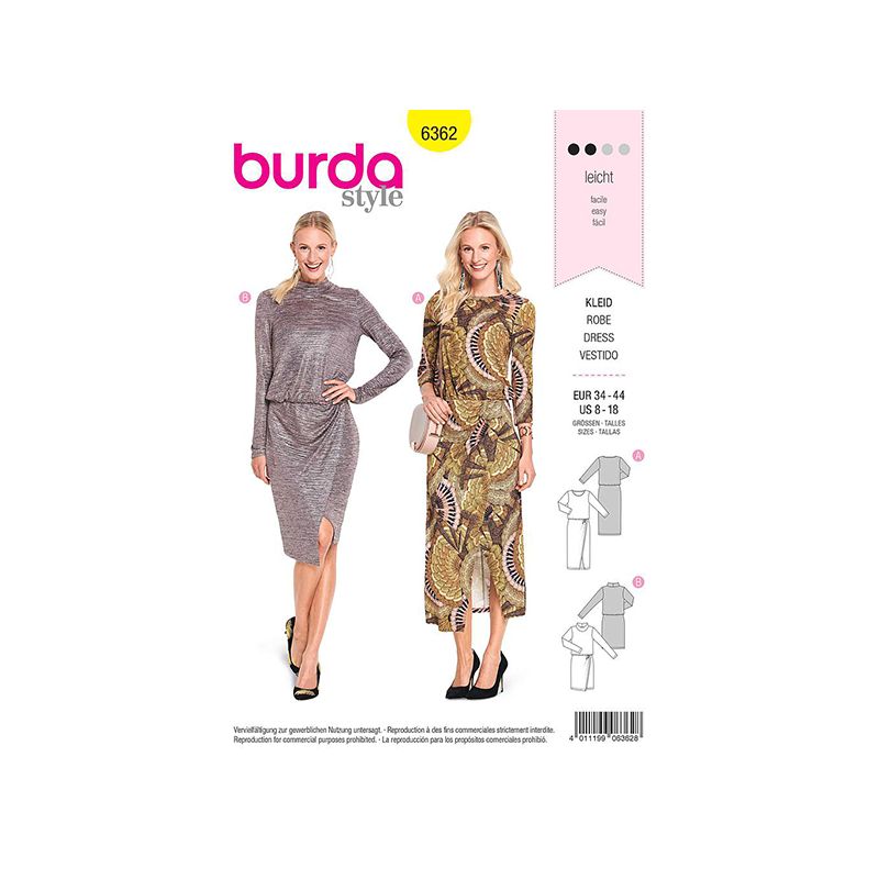 Patron Burda 6362 Robe Dame 34/44 - Tissus des Ursules