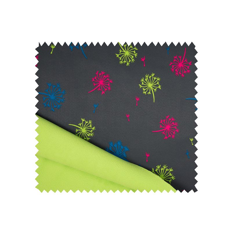 Tissu Soft Shell Reversible Feuilles Gris - Tissus des Ursules