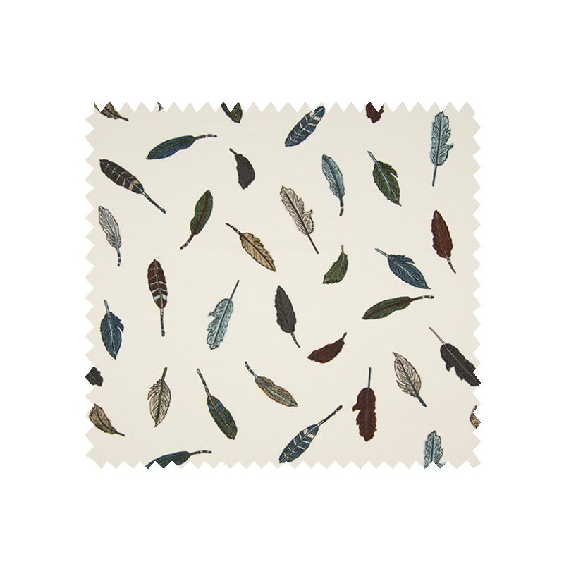 Tissu Jersey Coton Imprimé Plume Ecru - Tissus des Ursules