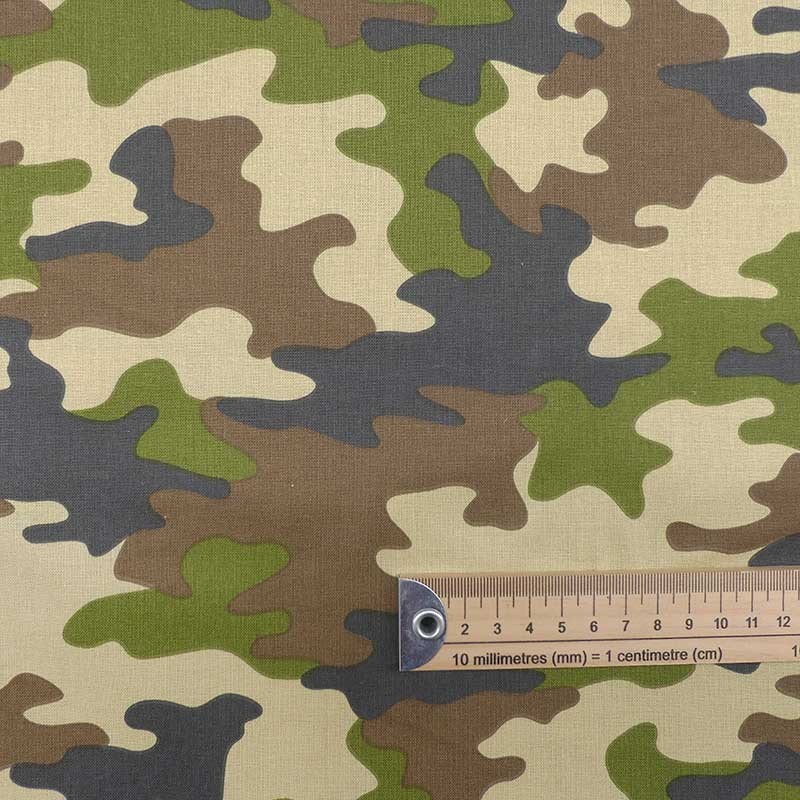 Tissu Coton Imprimé Armée - Tissus des Ursules