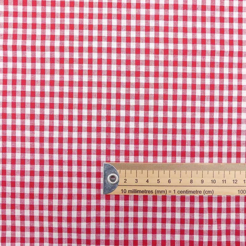 Tissu Moyen Vichy 5mm Rouge - Tissus des Ursules
