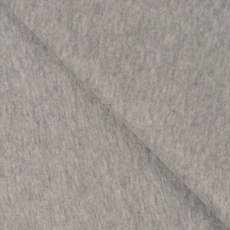 Tissu Jersey Coton Gris Chiné - Tissus des Ursules