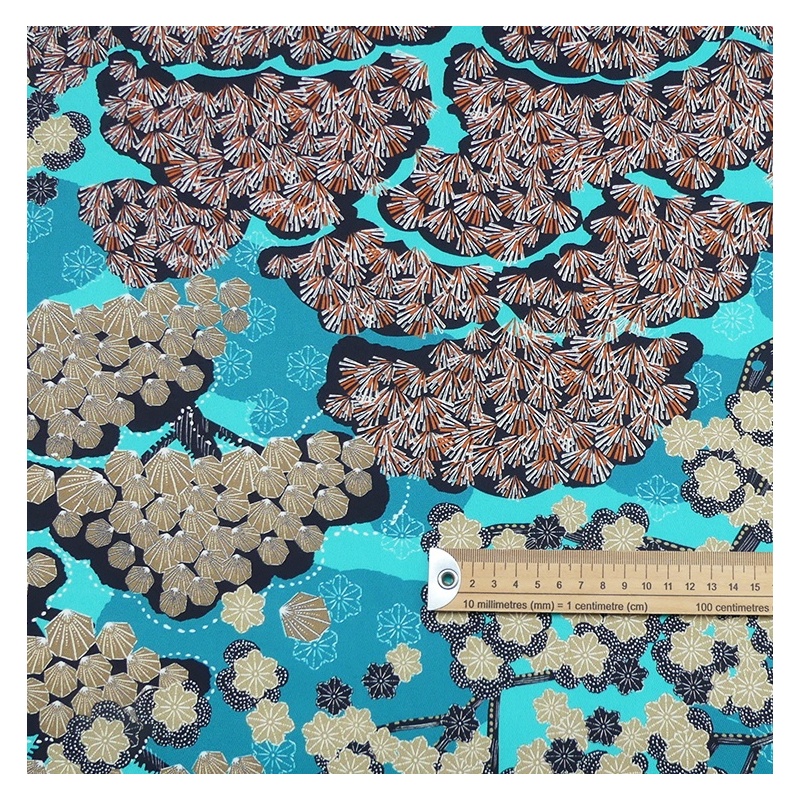Tissu Imperial Serge Turquoise - Tissus des Ursules