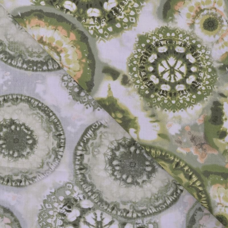 Tissu Coton Rayonne Imprimée Cercle Citron Vert - Tissus des Ursules