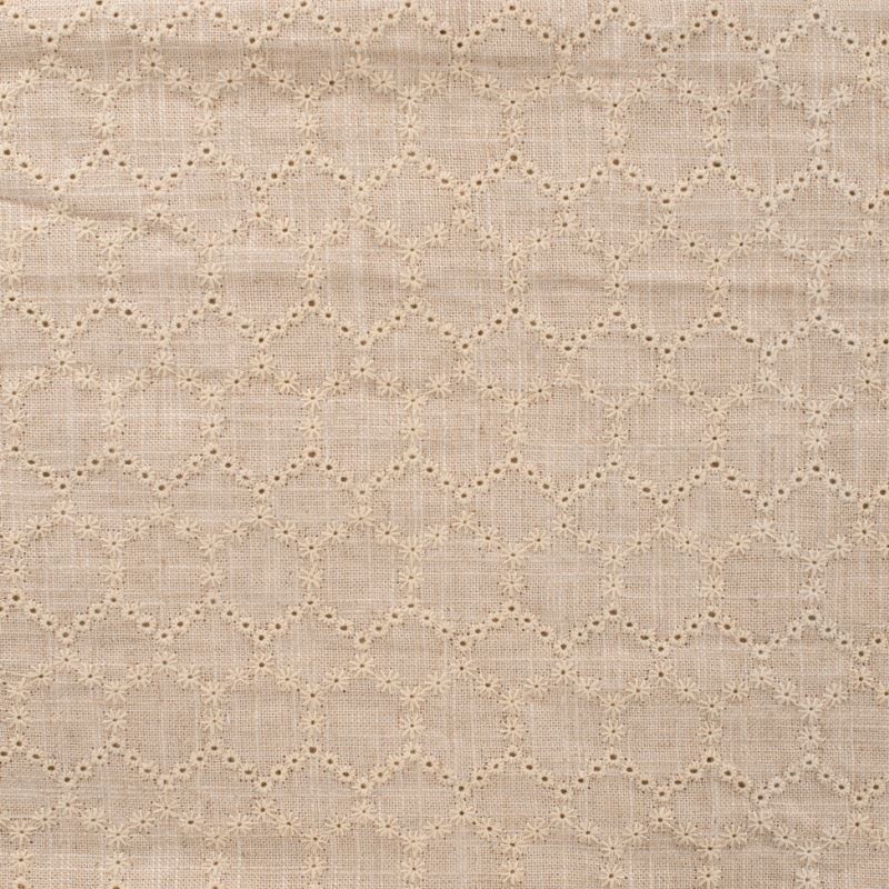 Tissu Lin Brodé Elody Naturel - Tissus des Ursules
