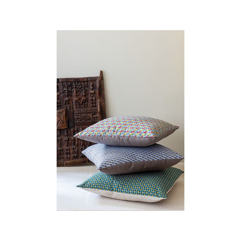 Tissu Imprimé Plume Emeraude - Tissus des Ursules