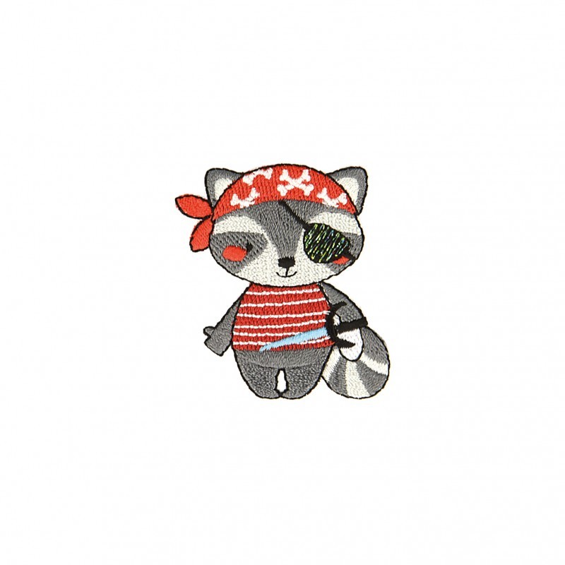 Ecusson animaux pirates - Raton laveur - Tissus des Ursules